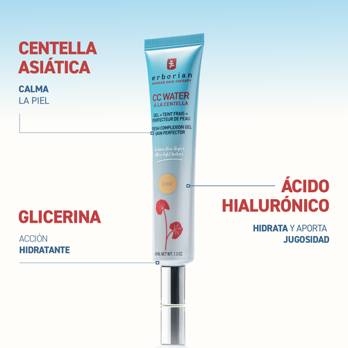 CC Water Doré Erborian | Perfeccionador con Ácido Hialurónico | 40ml ...